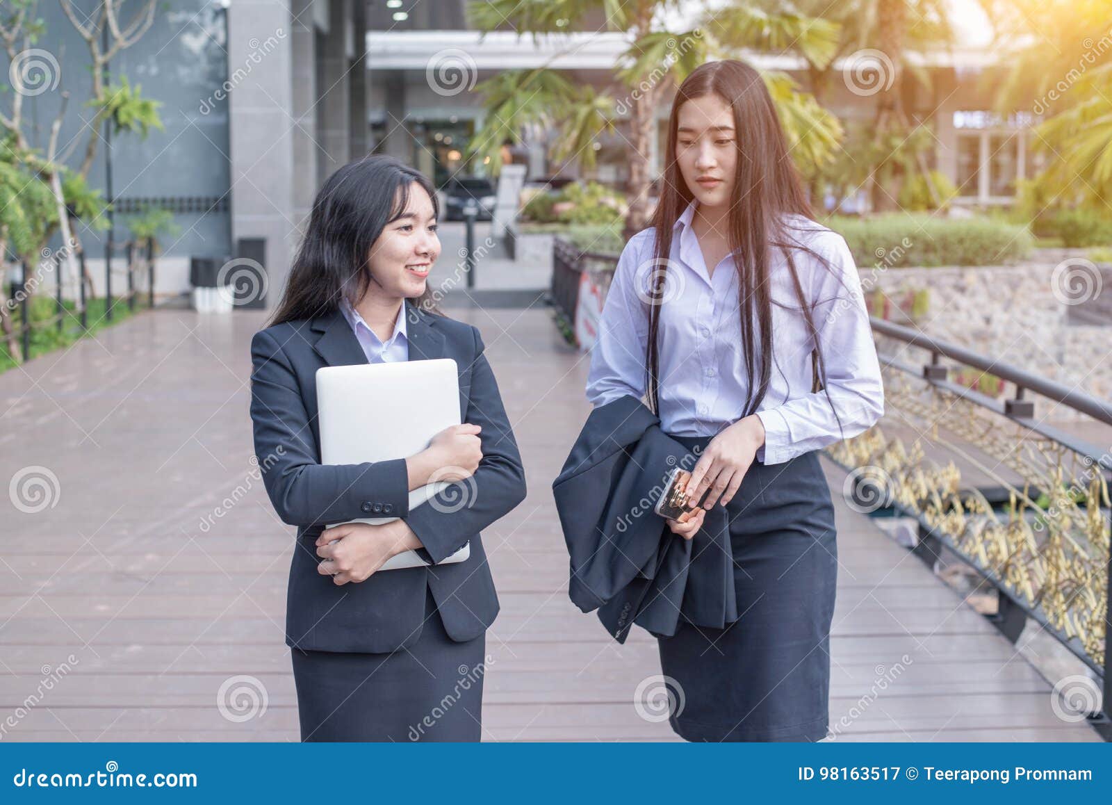 Two Asian Women Business Talking Stock Image - Image of talking ...
