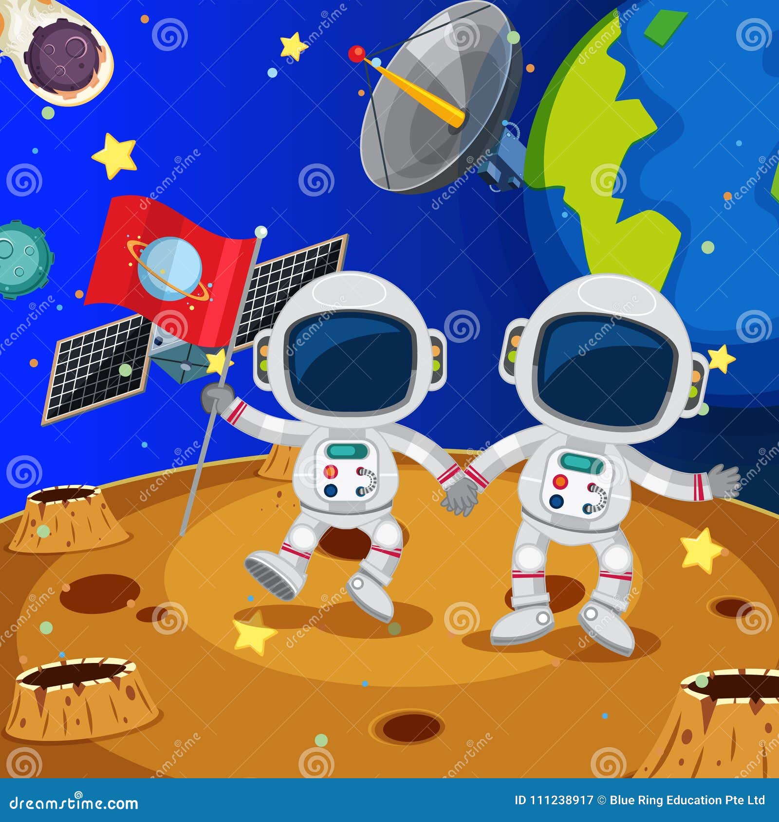 Two Astronauts Exploring the Planet Stock Vector - Illustration of ... Two Astronauts Exploring the Planet Stock Vector - Illustration of ...