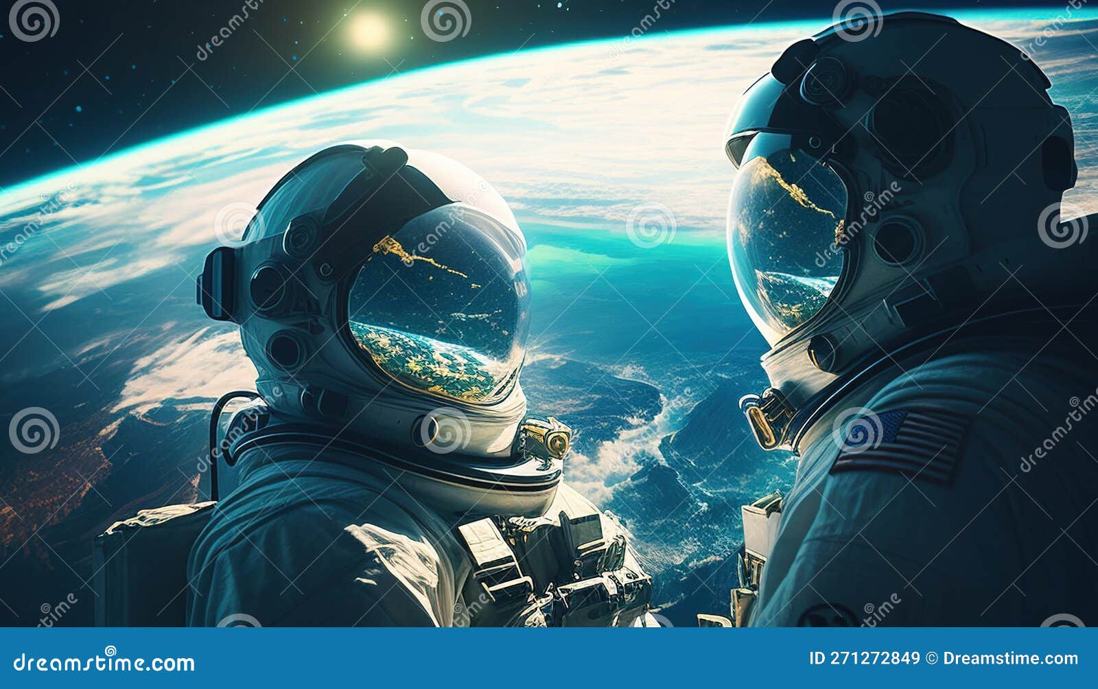 Astronauts Floating In Outer Space Set, Spaceman In Spacesuit ...