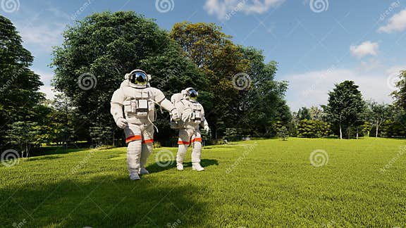 Two astronauts stock illustration. Illustration of space - 320895036