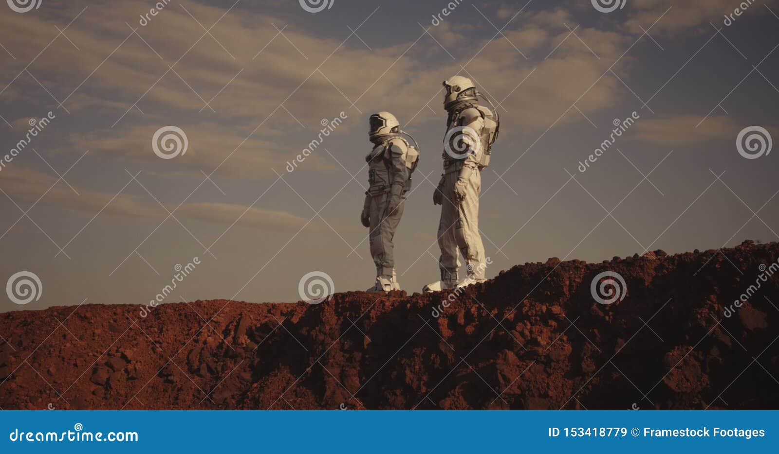 Two astronauts on Mars stock image. Image of outdoors - 153418779