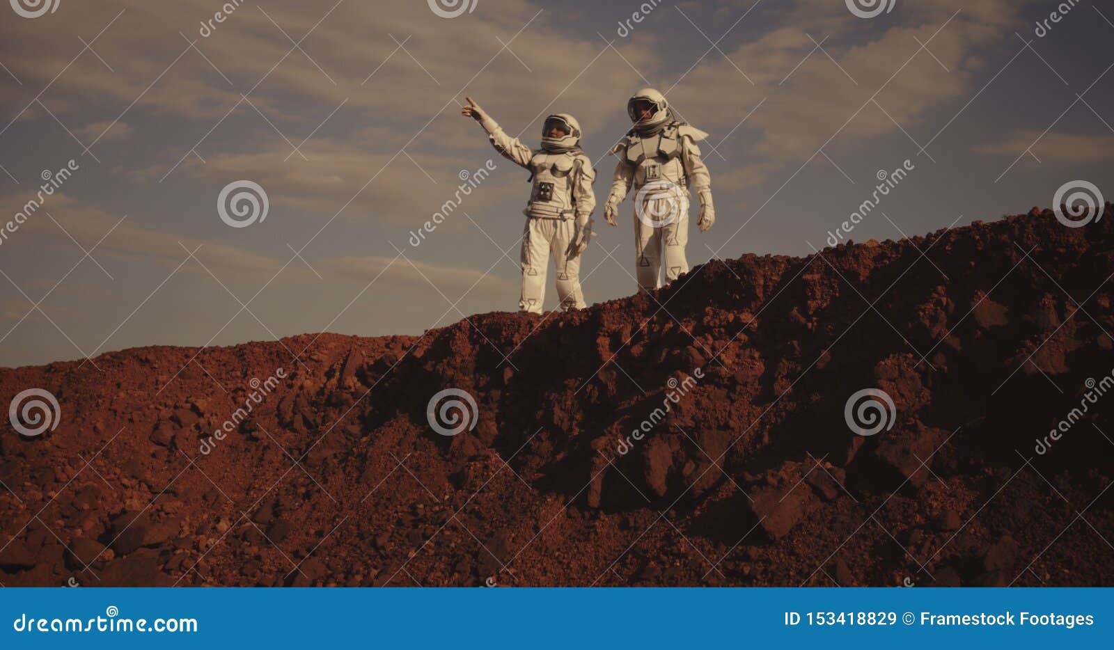 Two astronauts on Mars stock image. Image of scifi, pioneering - 153418829