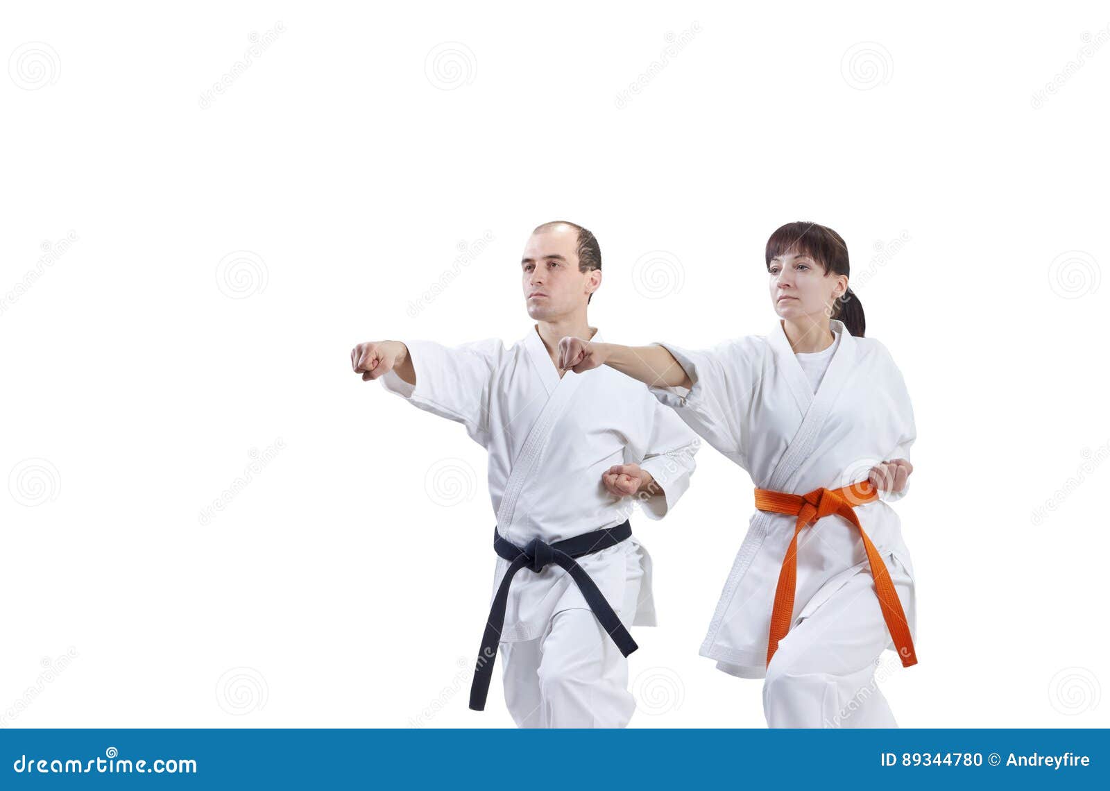 Two Athletes in Karategi are Training Punch Arm Stock Photo - Image of ...