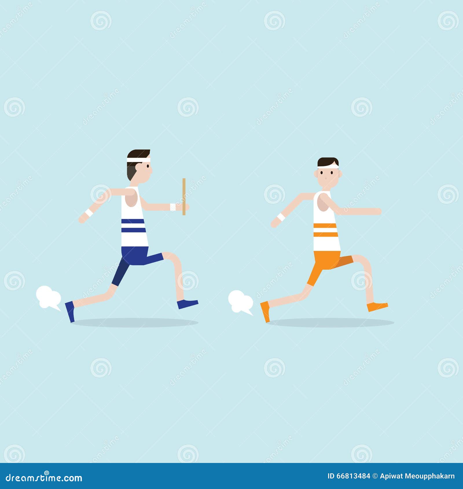 Two Athletes are Performing a Relay Race Stock Vector - Illustration of ...