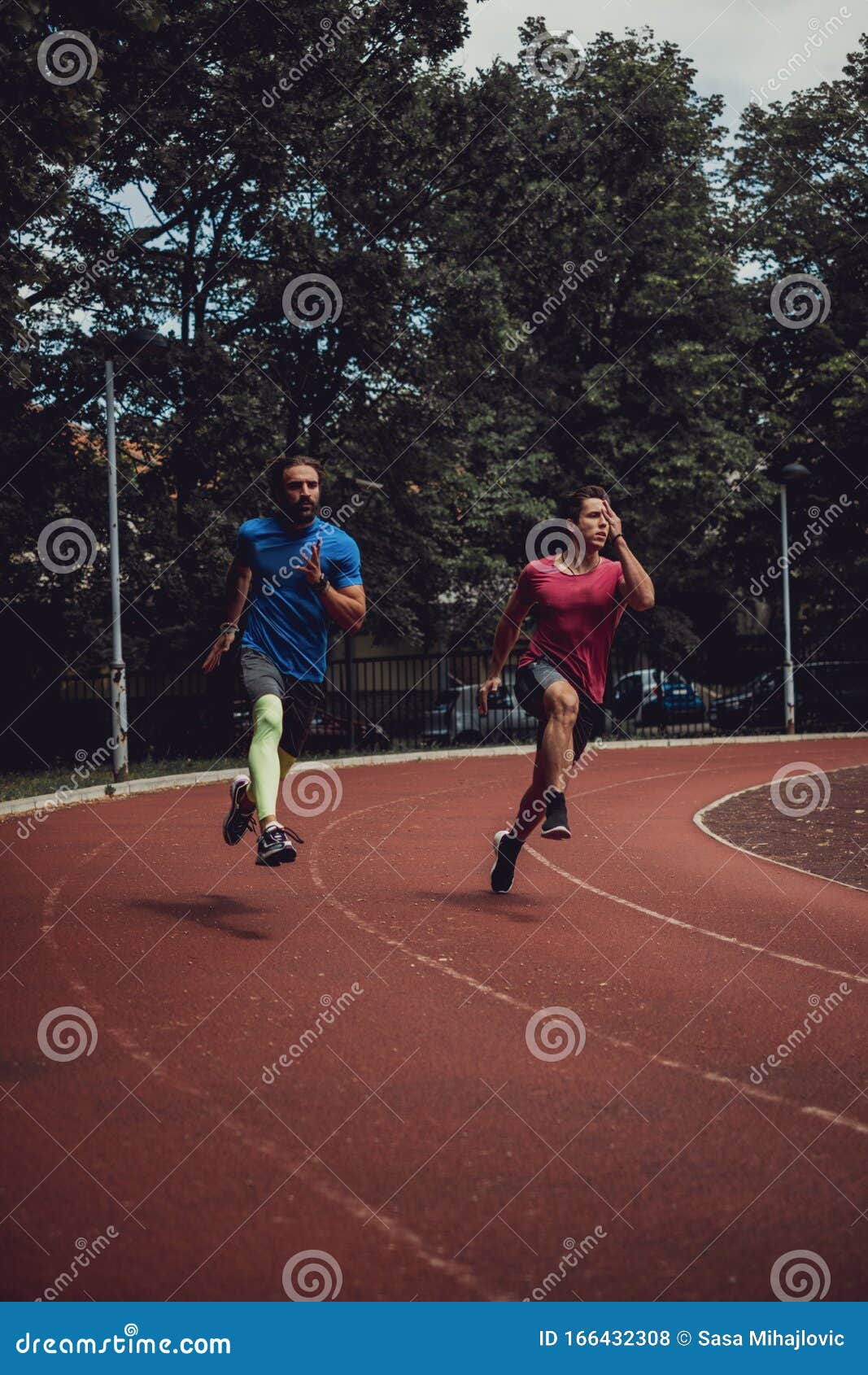 Two Athletic Man Running Fast Outdoor Stock Photo - Image of adult ...