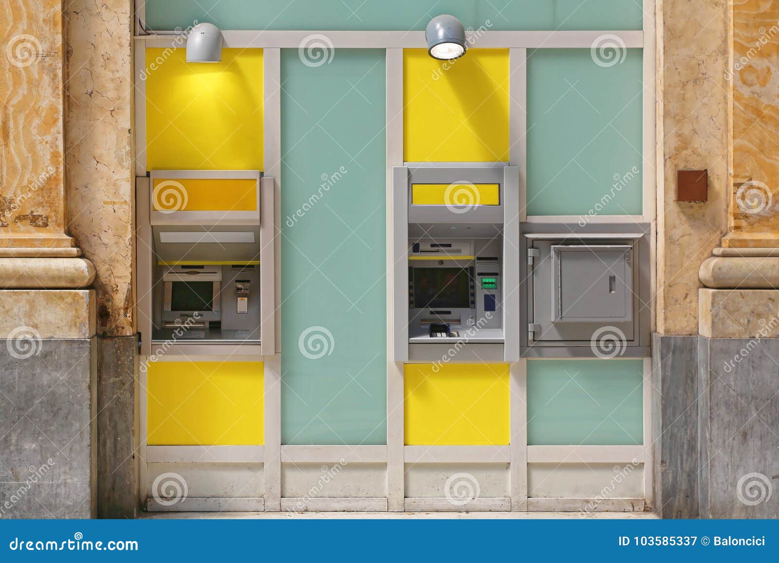 Two ATM Bank stock image. Image of money, banking, exterior - 103585337
