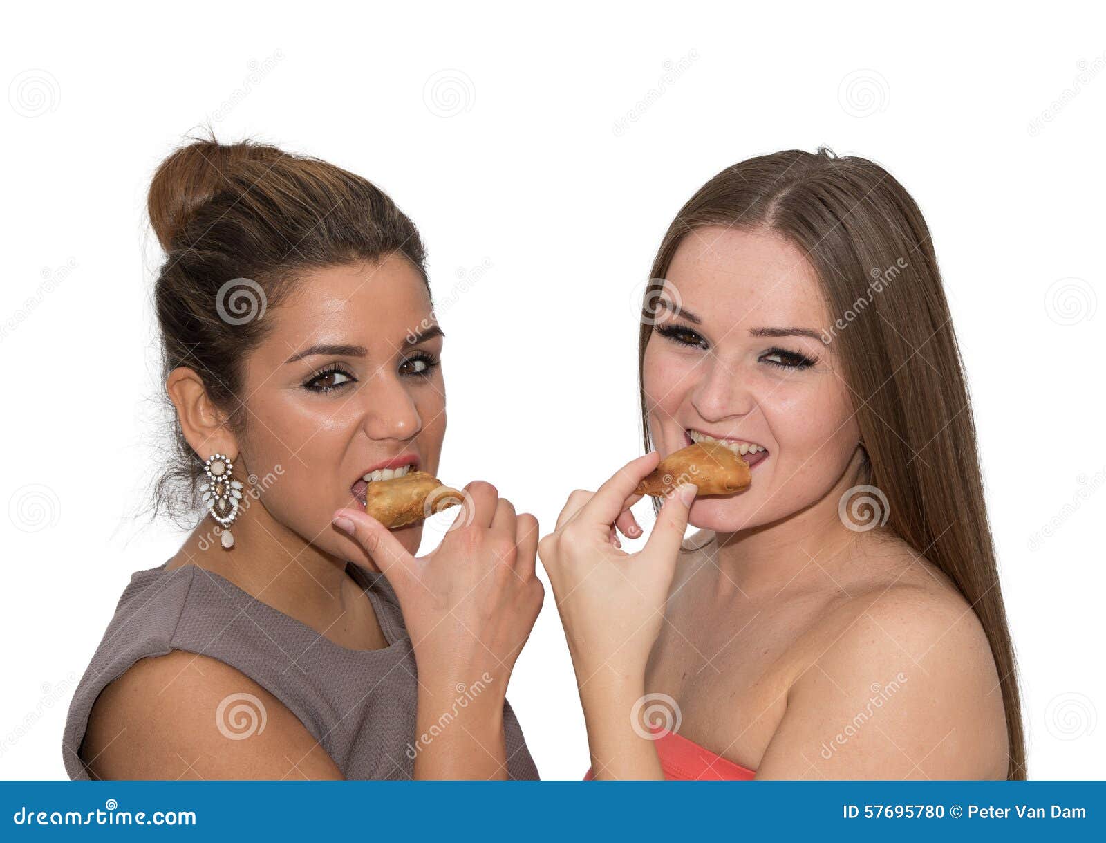 Two Attractive Girls Eating Samosas Stock Photo - Image of meat, cute ...