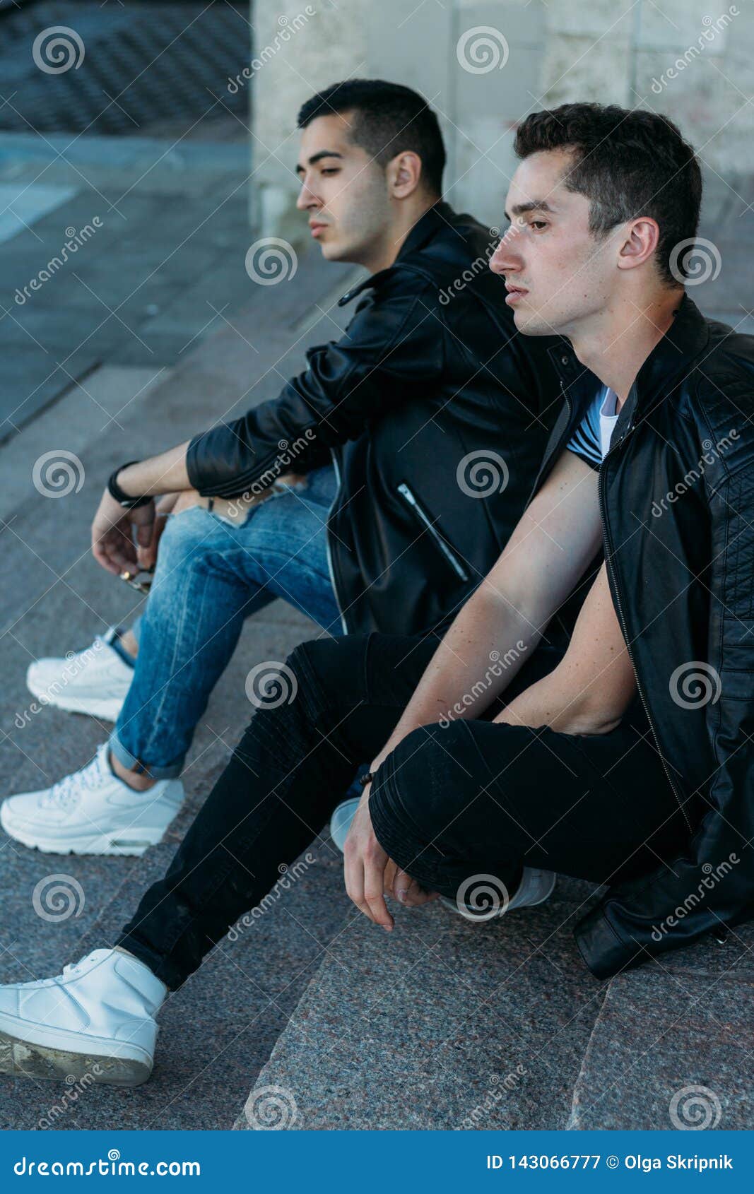 Two Attractive Men are Standing Nearby, Friends, Posing, in Black ... Two Attractive Men are Standing Nearby, Friends, Posing, in Black ...