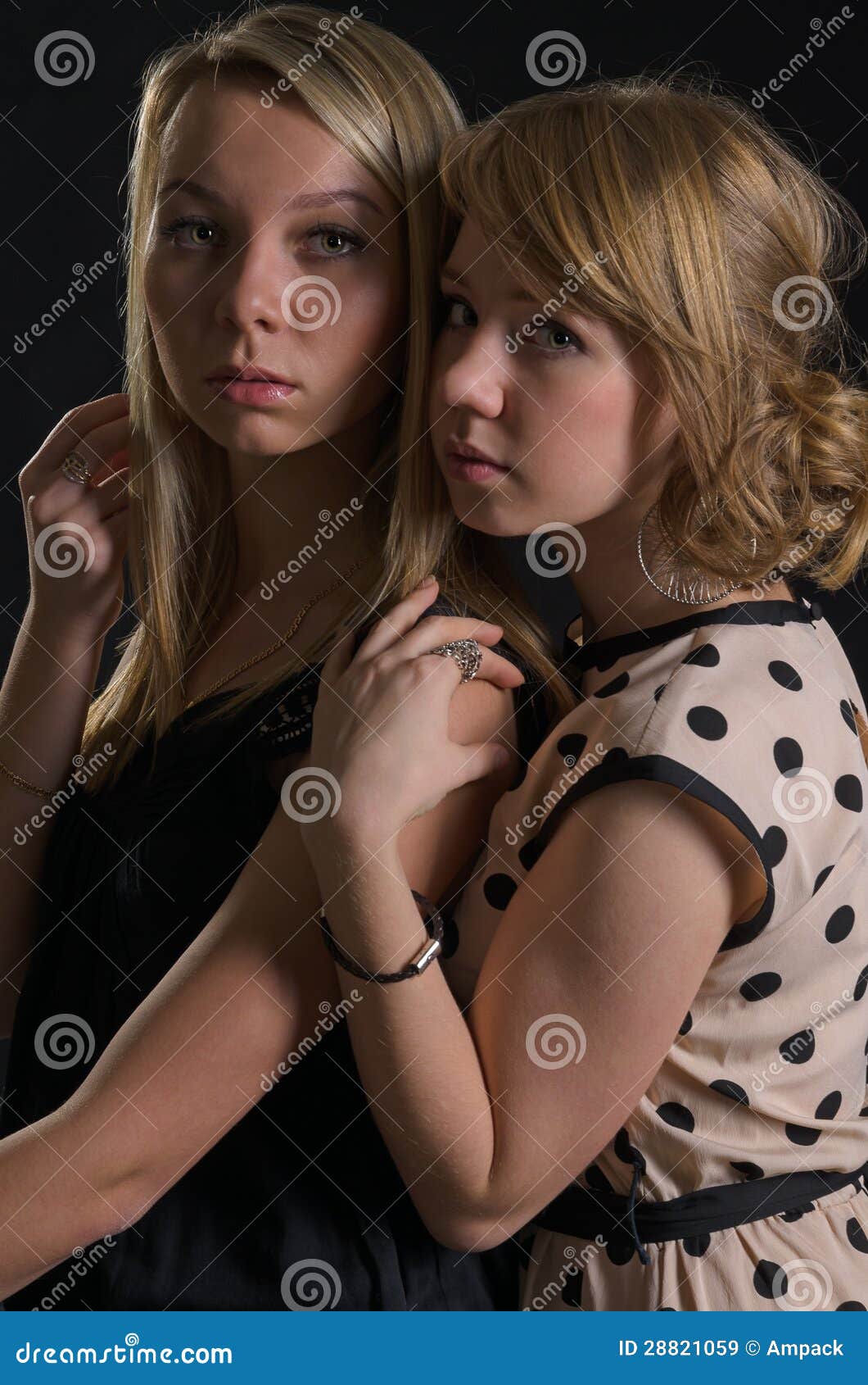 Two Attractive Scared Women Stock Image - Image of hand, background ...