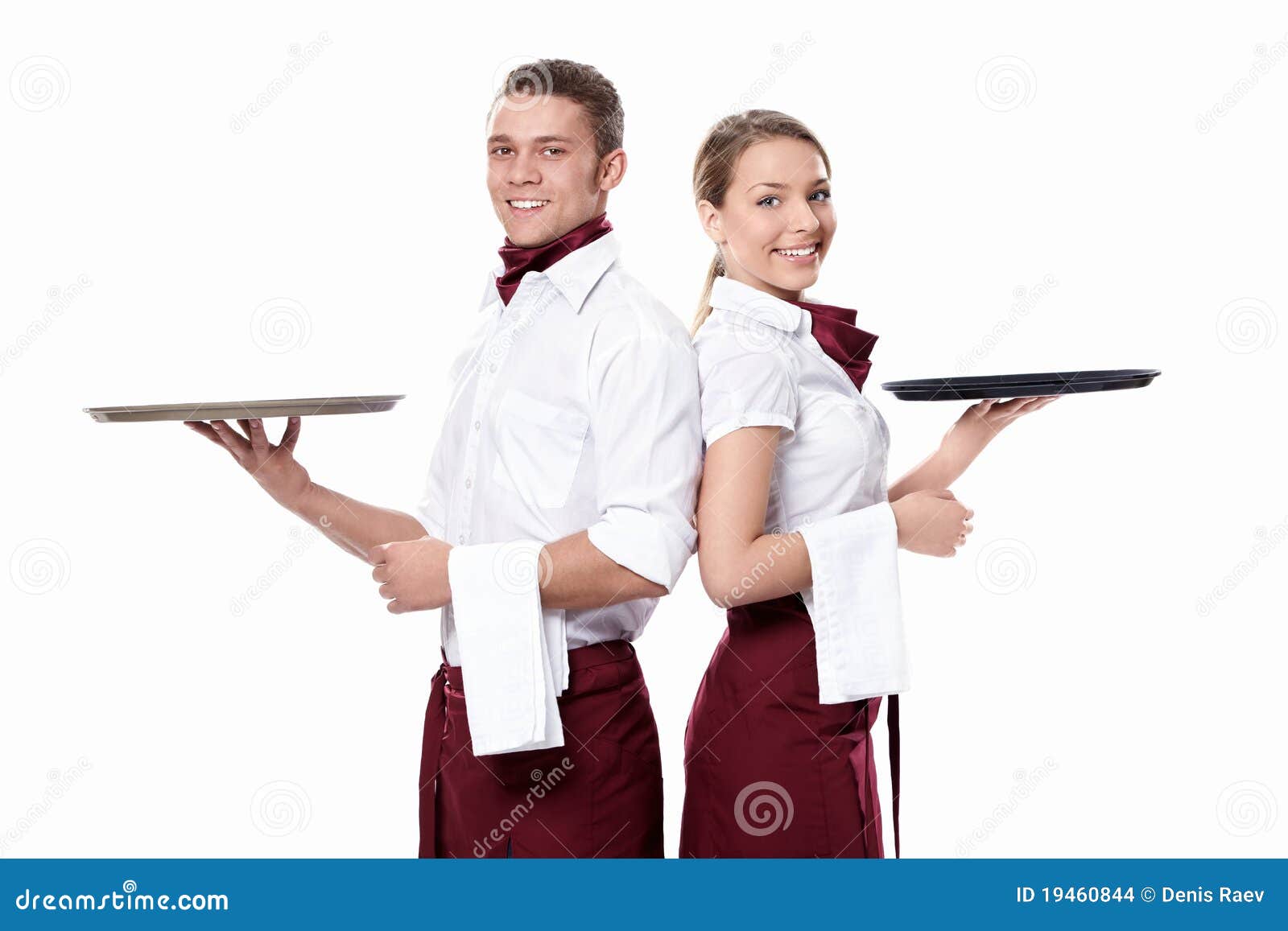 Two attractive waiters stock photo. Image of smiling - 19460844