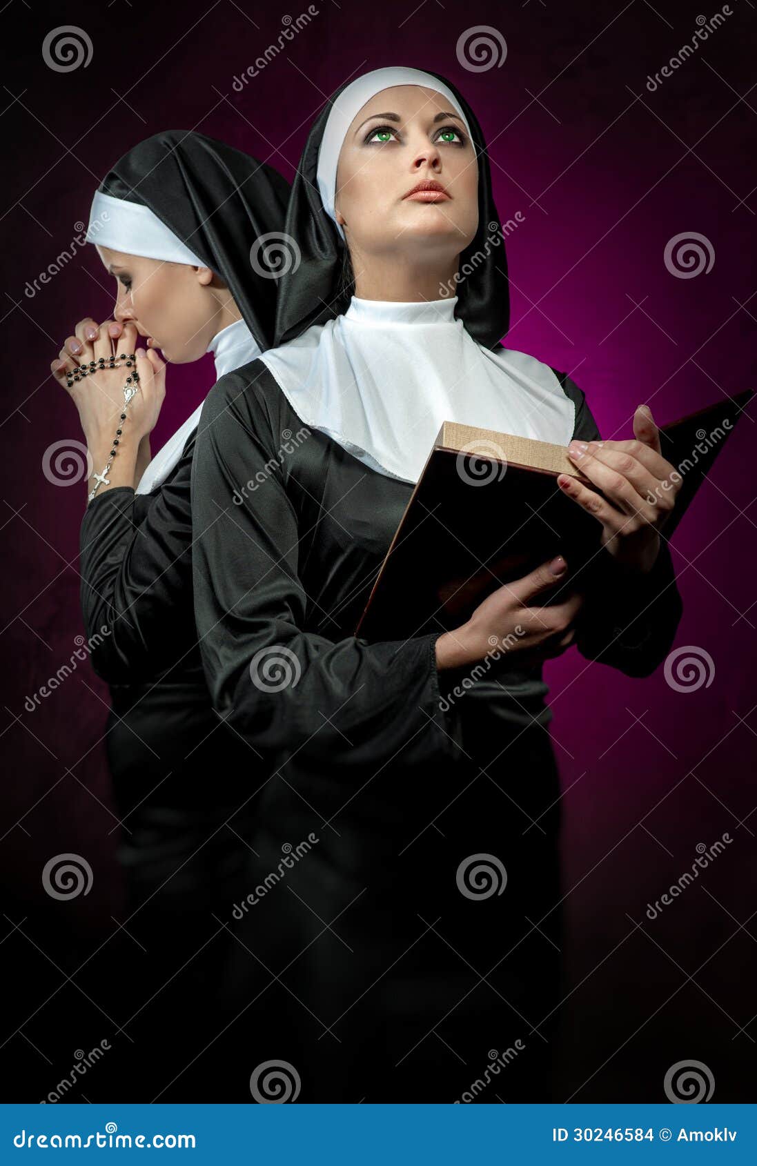 Two nuns praying stock photo. Image of book, makeup, catholic - 30246584