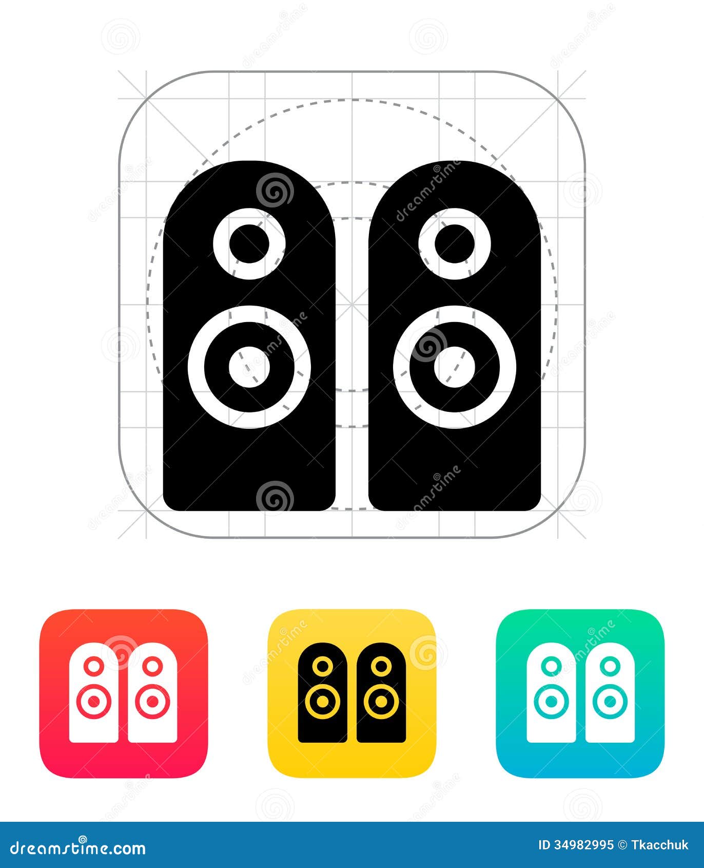 Two audio speakers icon. stock vector. Illustration of audio - 34982995