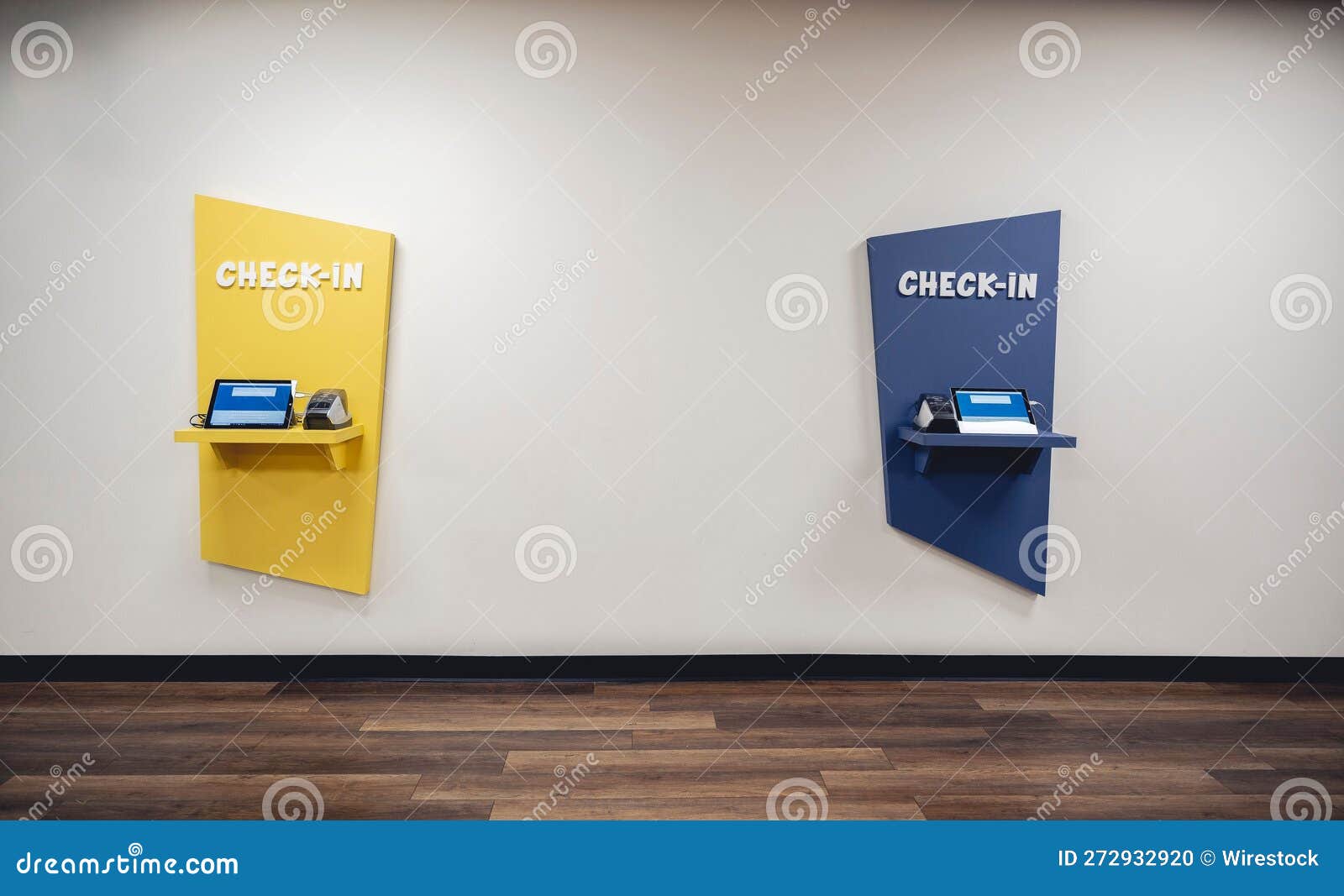 Two Automated Check-in Machines Mounted on a Wall. Stock Photo - Image ...