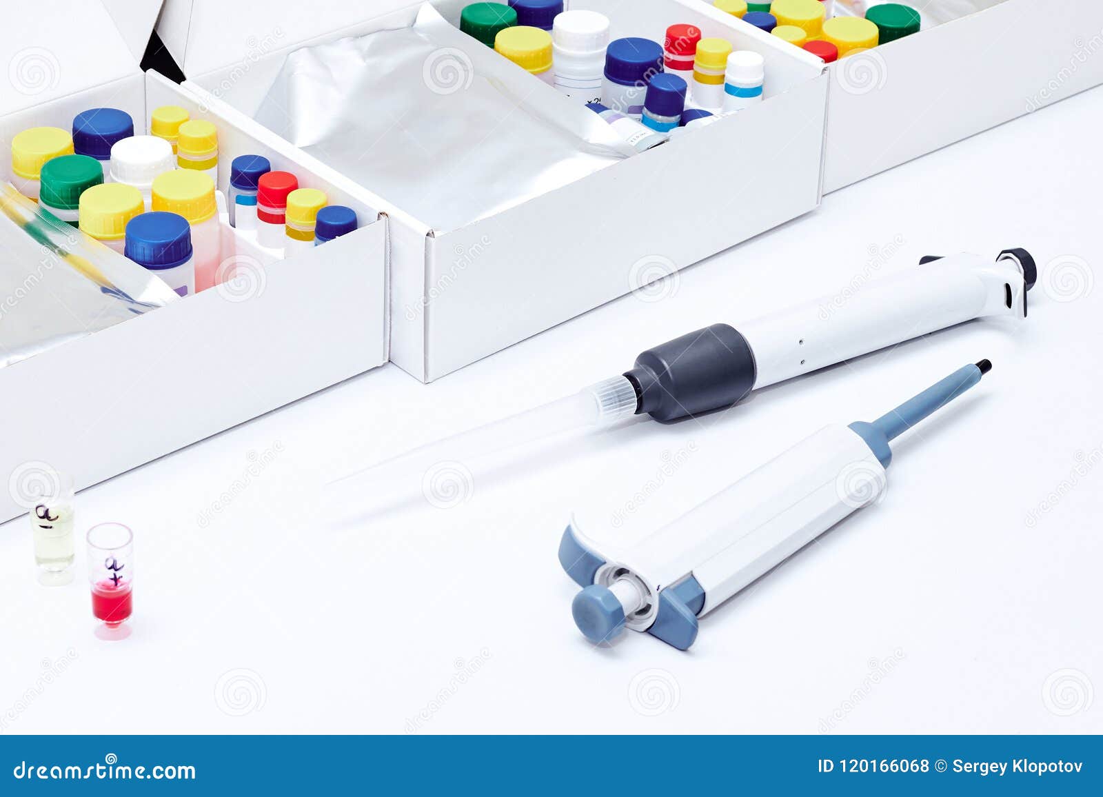 Two Automatic Color Dispenser for Pipetting. Stock Photo - Image of ...