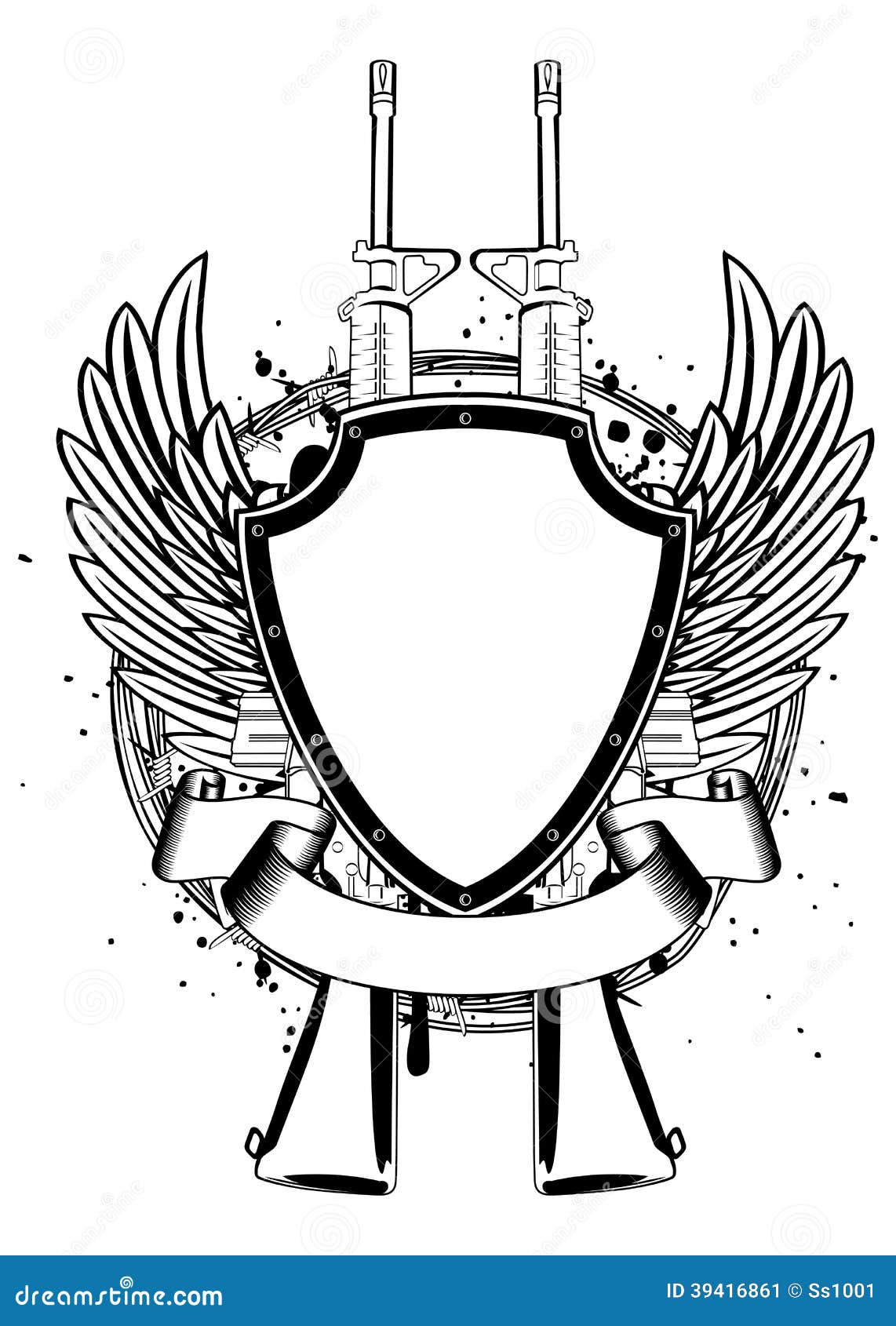 Two automatic rifle stock vector. Illustration of danger - 39416861