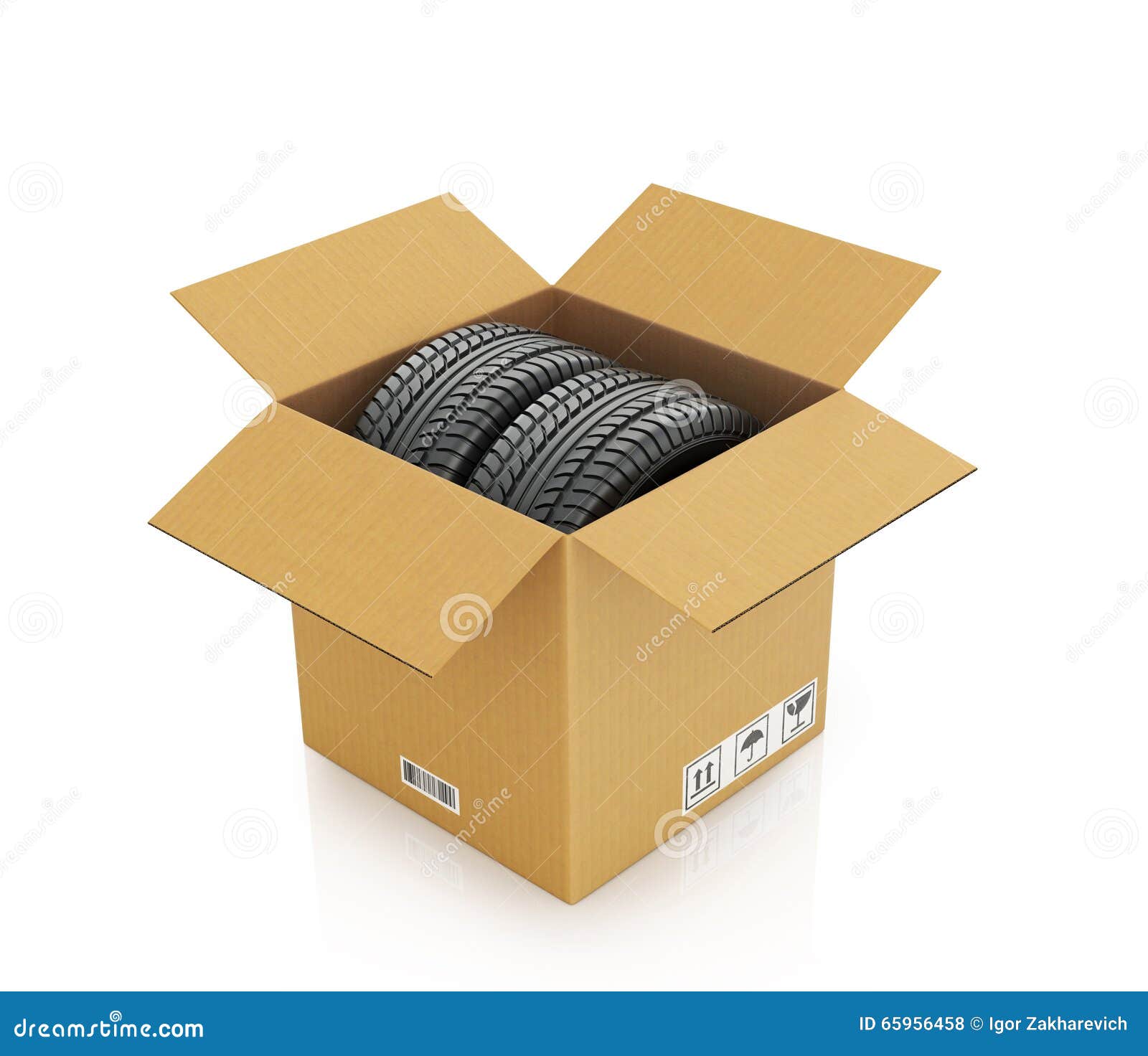Two Automobile Wheels in a Cardboard Box Stock Illustration ...