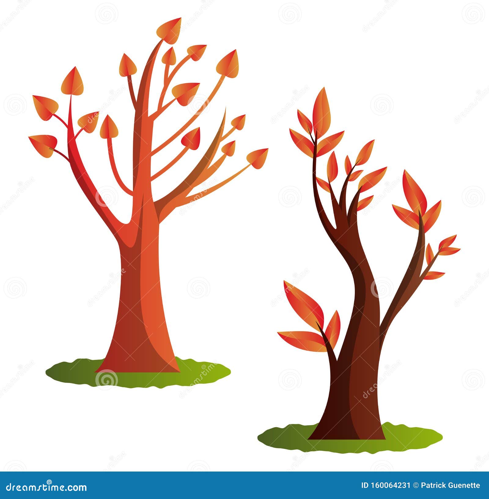 Two Autumn Tree Vector Illustration Stock Vector - Illustration of ...
