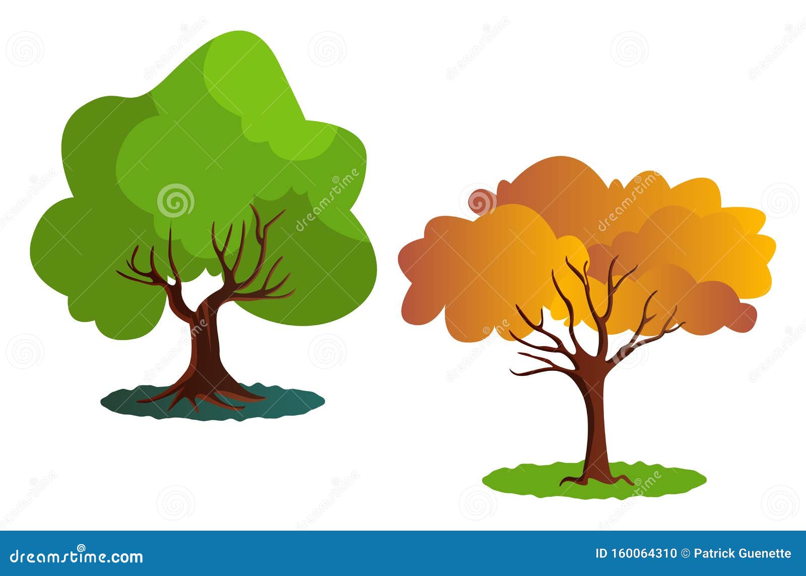 Two Autumn Tree Vector Illustration Stock Vector - Illustration of ...