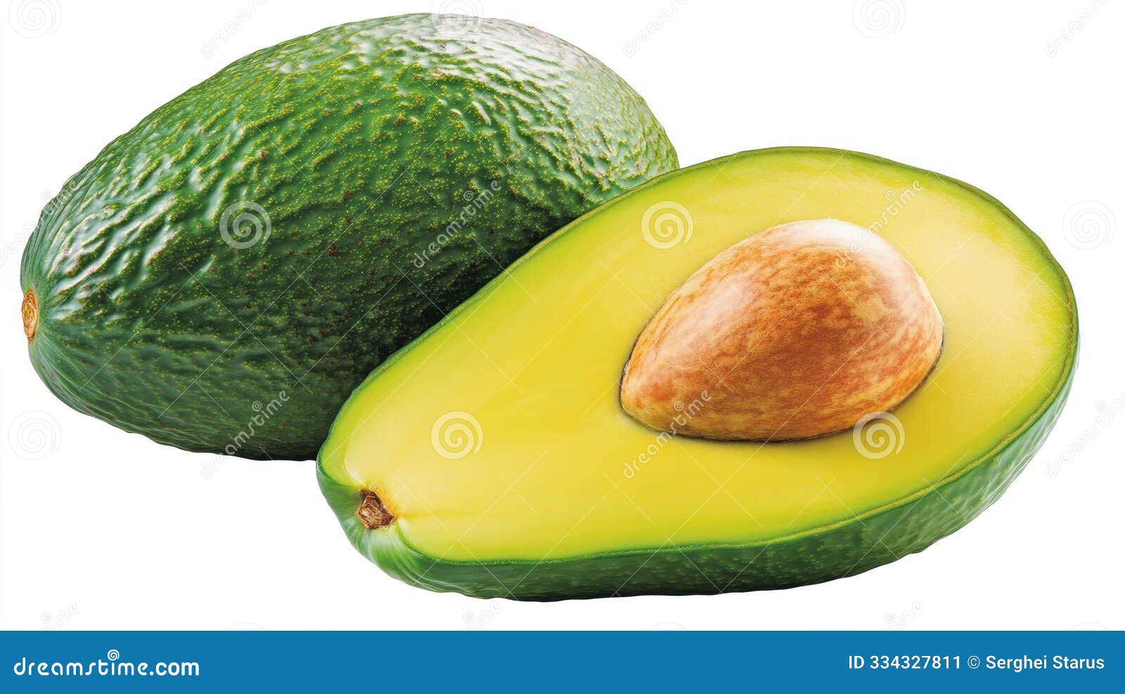 Two Avocados are Cut in Half and Sitting on a White Surface, AI Stock ...