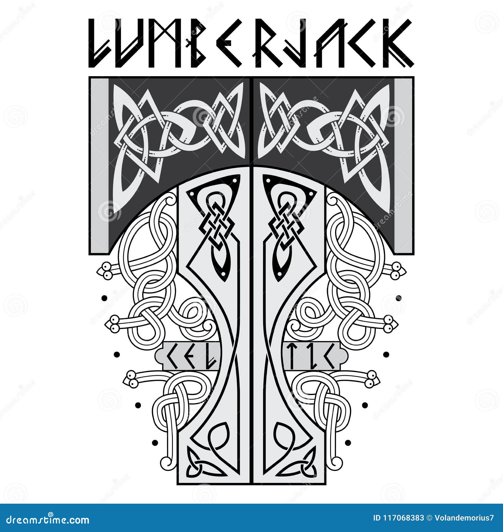 Two axes in Celtic style. stock vector. Illustration of carpentry ...