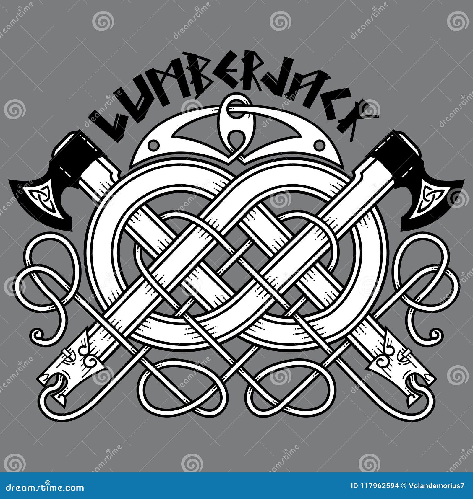 Two axes in Celtic style. stock vector. Illustration of doubleexposure ...