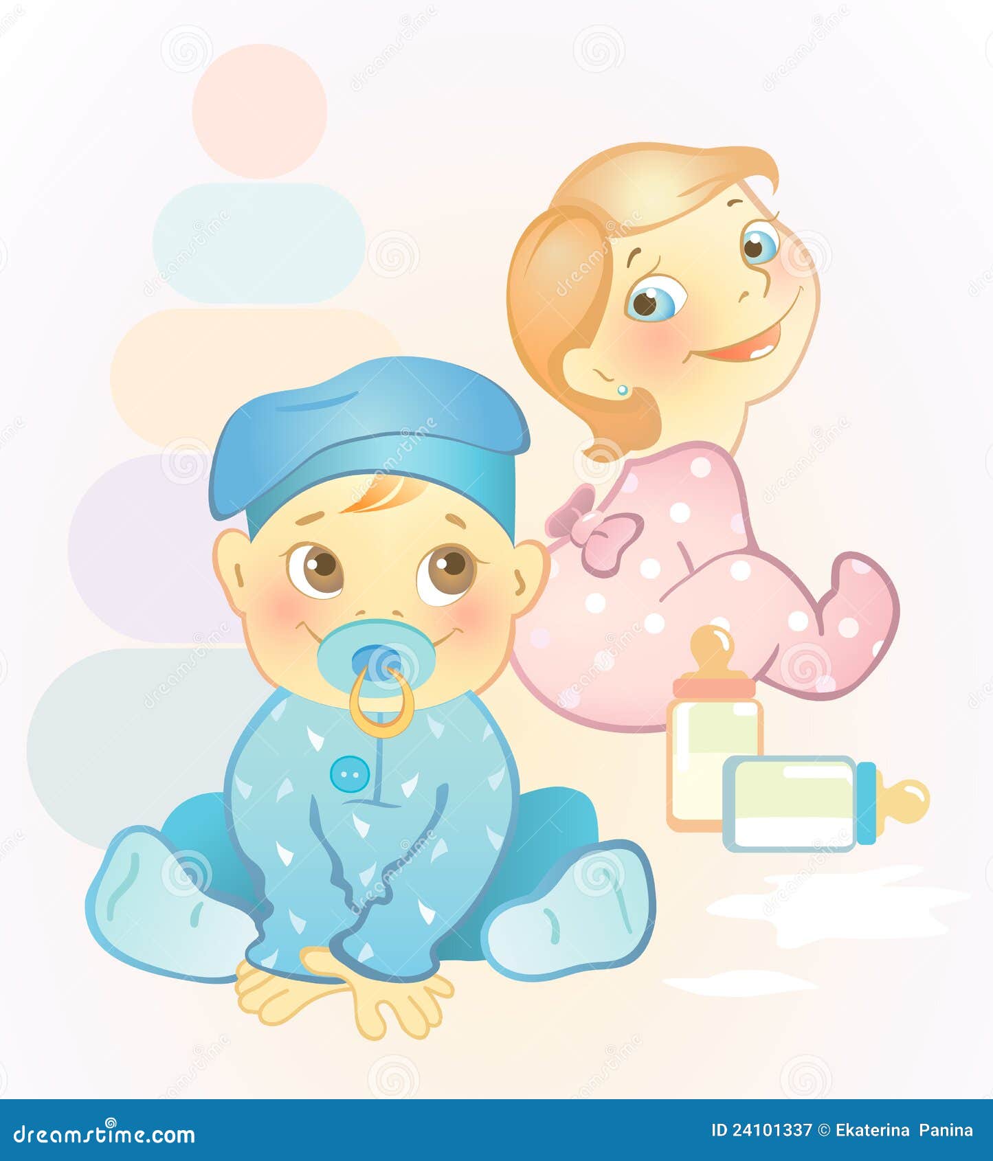 Babies (girl And Boy) Things Outline Multicolored Cute Vector Circle ...