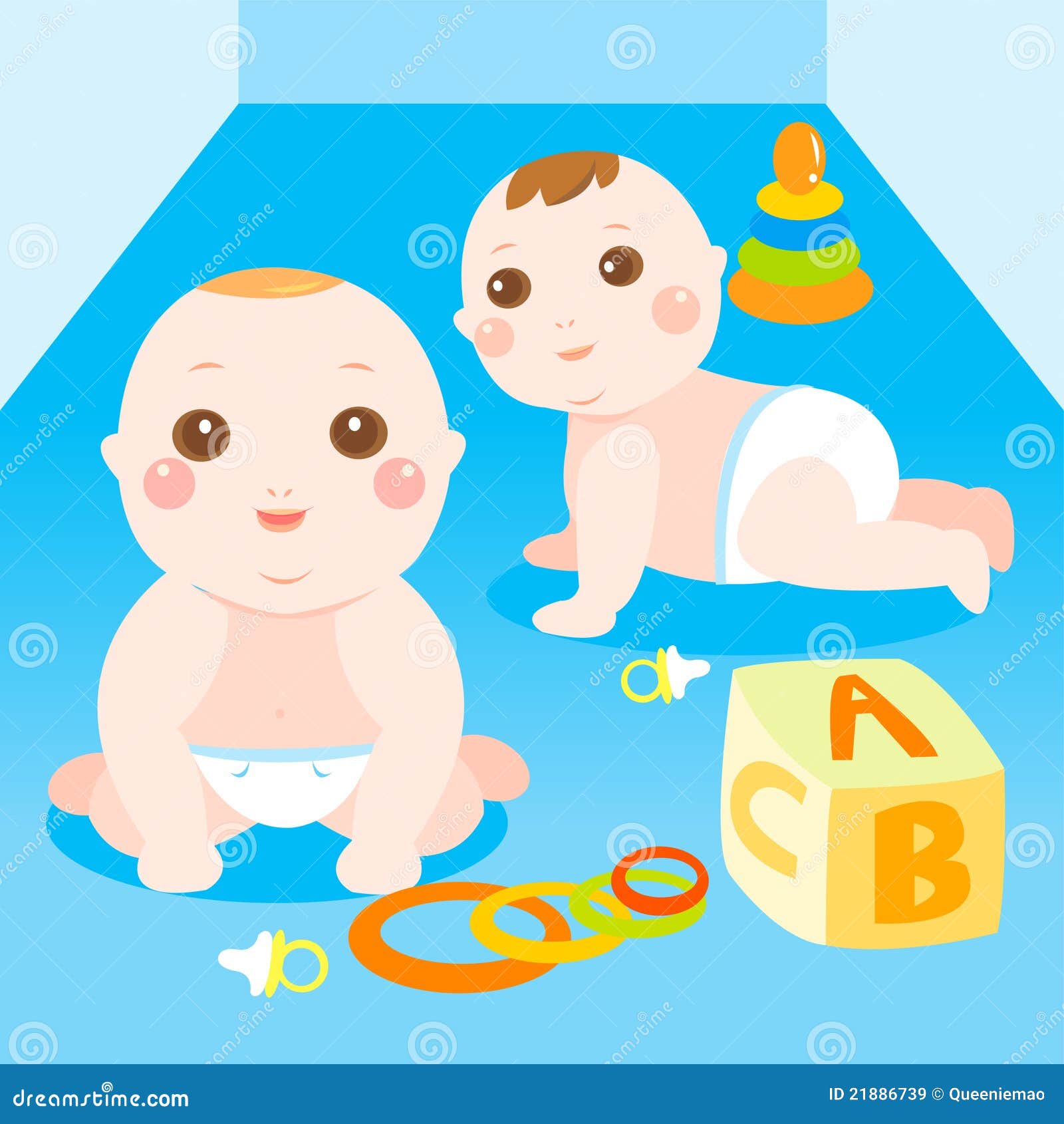 Two babies playing toys stock vector. Illustration of child - 21886739