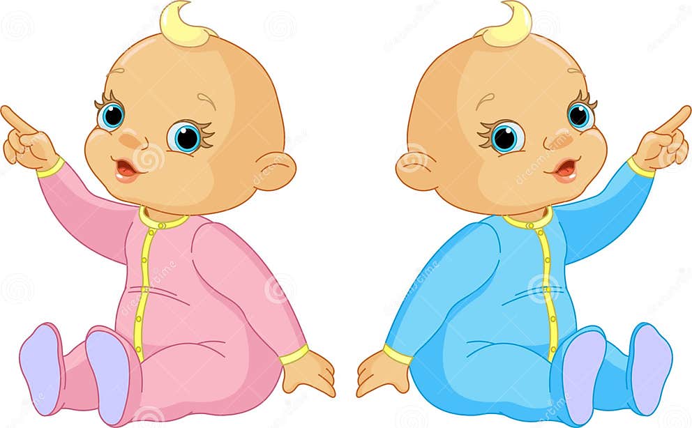 Two Babies pointing stock vector. Illustration of girl - 20374909