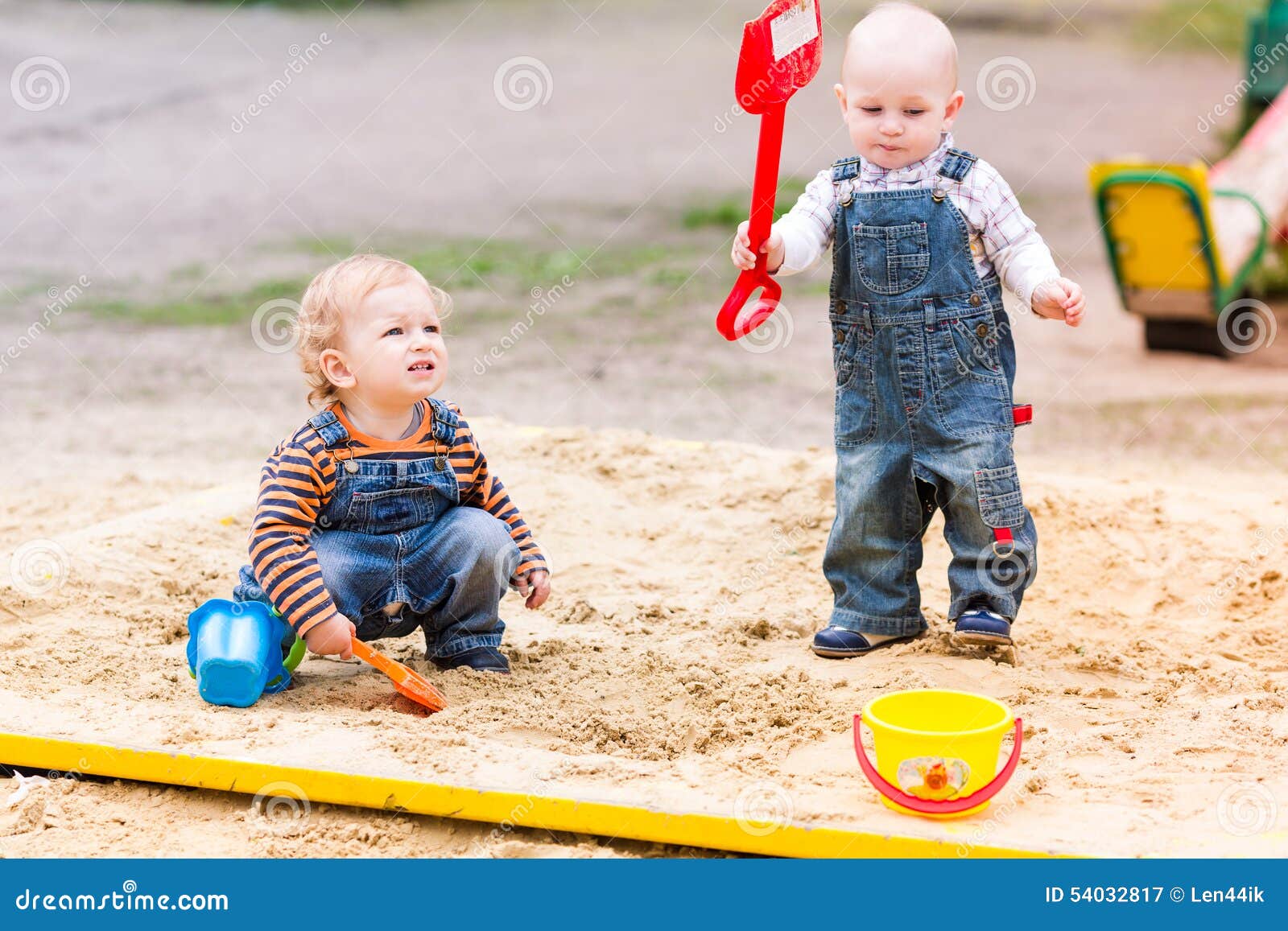 Two Baby Boys Playing with Sand Stock Image - Image of outdoor, play ...