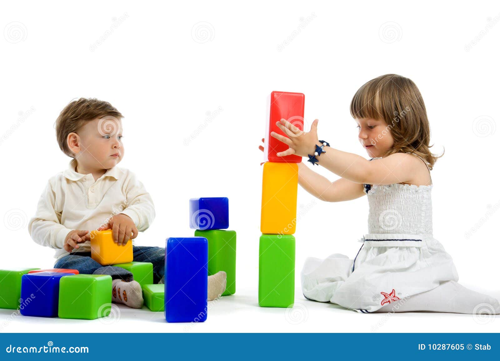 Two baby with toy blocks stock image. Image of creativity - 10287605