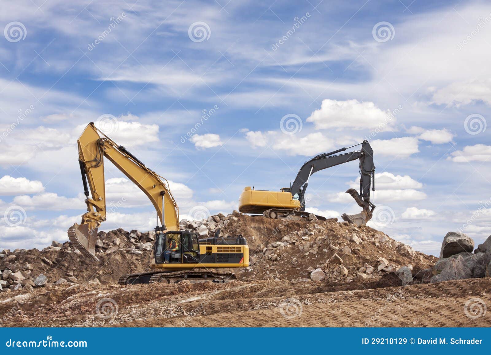 Two Backhoes stock image. Image of excavator, machinery - 29210129