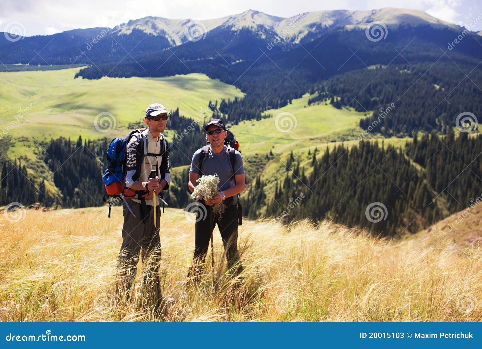 Two Backpackers in the Mountain Stock Image - Image of posing, rocky ...