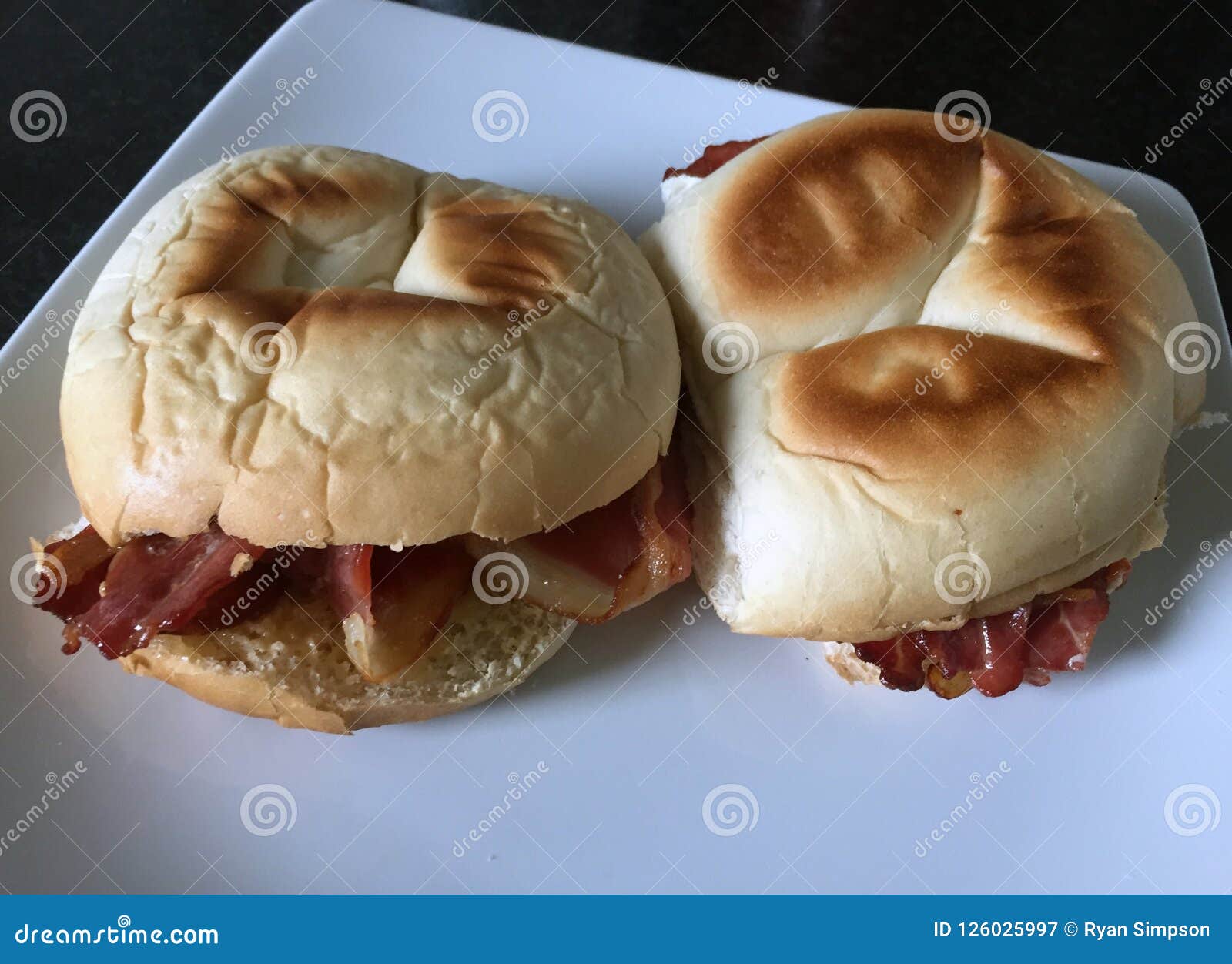 Bacon Rolls on a Plate Landscape Stock Image - Image of butty, danish ...