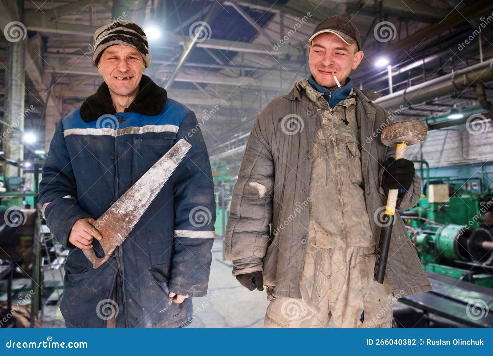 Two bad unskilled workers stock photo. Image of hammer - 266040382