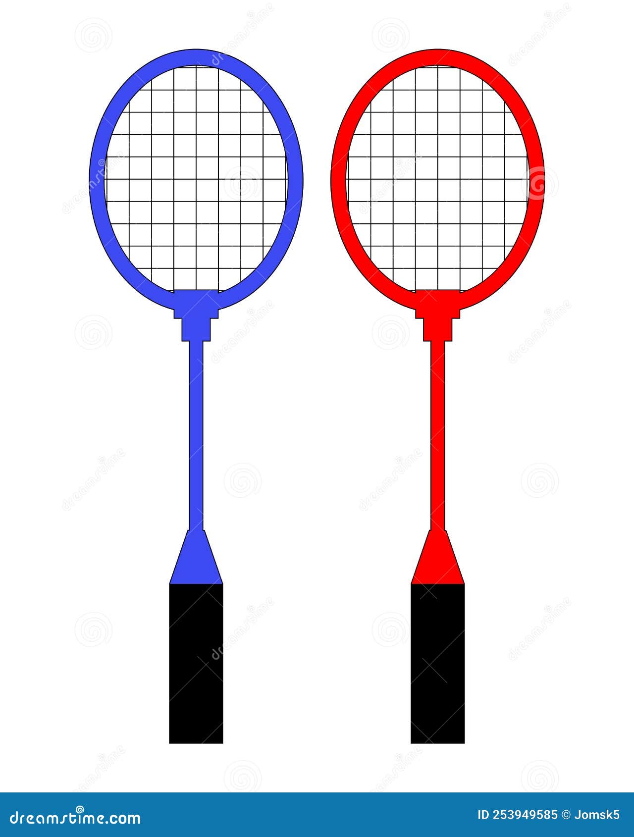 Two Badminton Rackets Red and Blue Vector Illustration Stock Vector ...