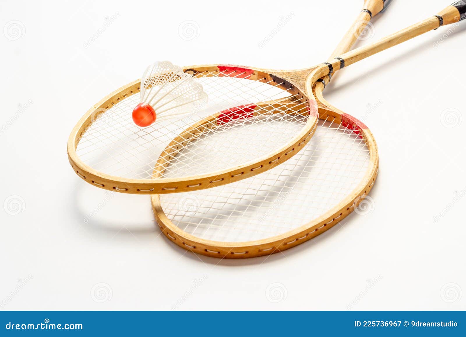 Two Badminton Rackets and Shuttlecock Close Up Stock Image - Image of ...