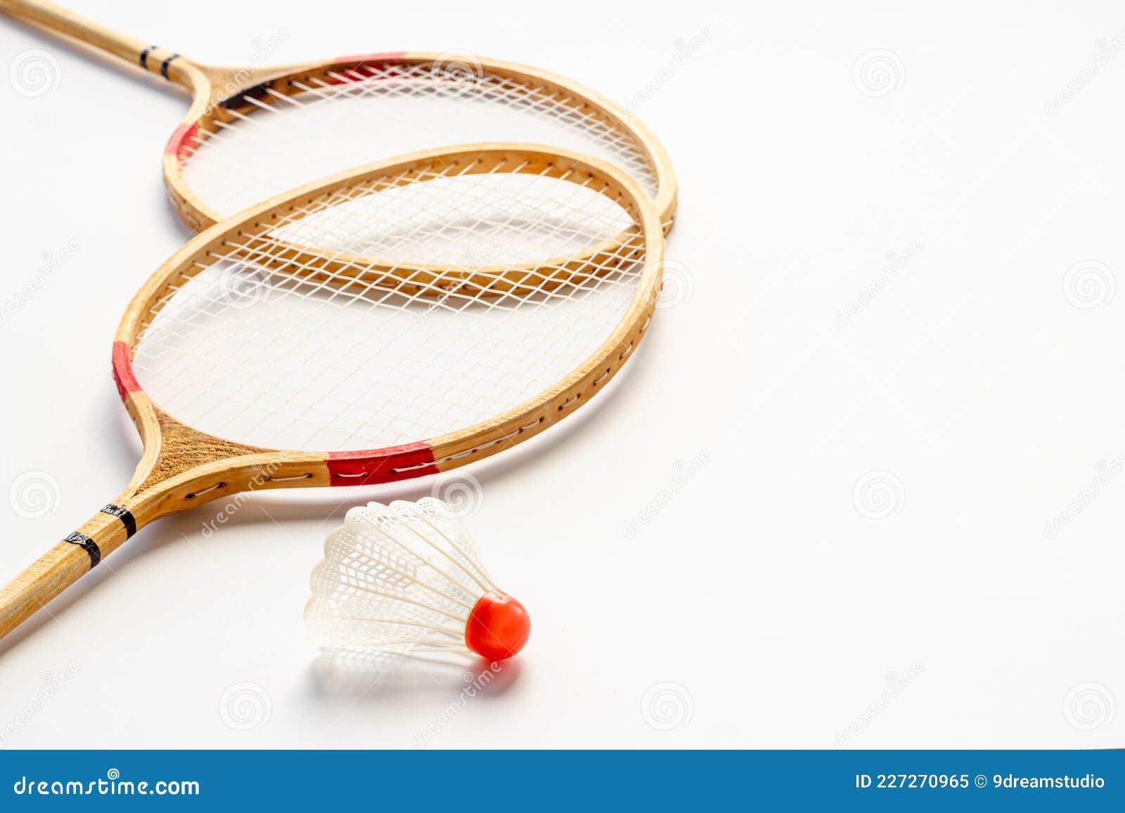 Two Badminton Rackets and Shuttlecock Close Up Stock Image - Image of ...