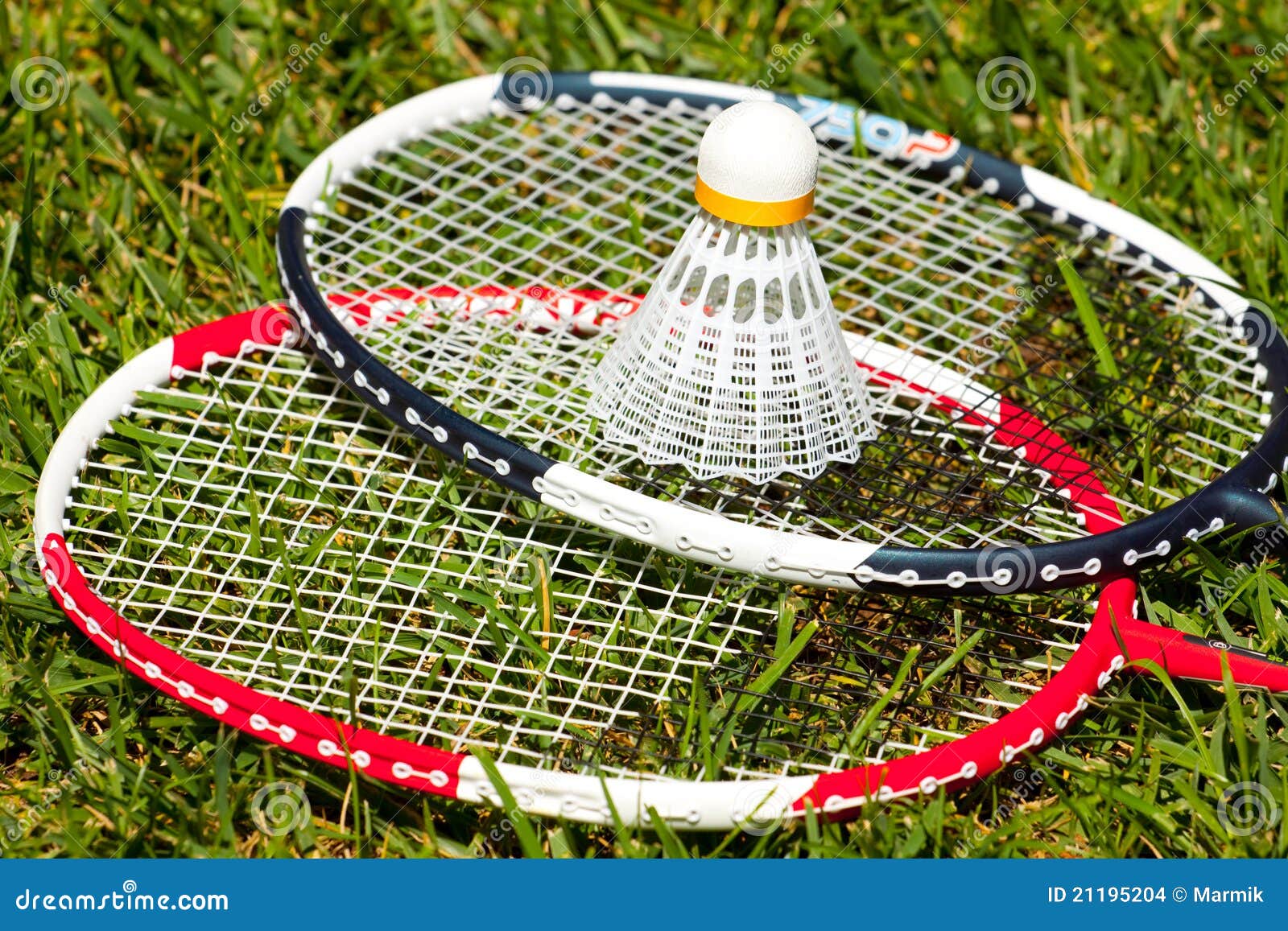 Two Badminton Rackets And Shuttlecock Closeup Stock Photo - Image of ...