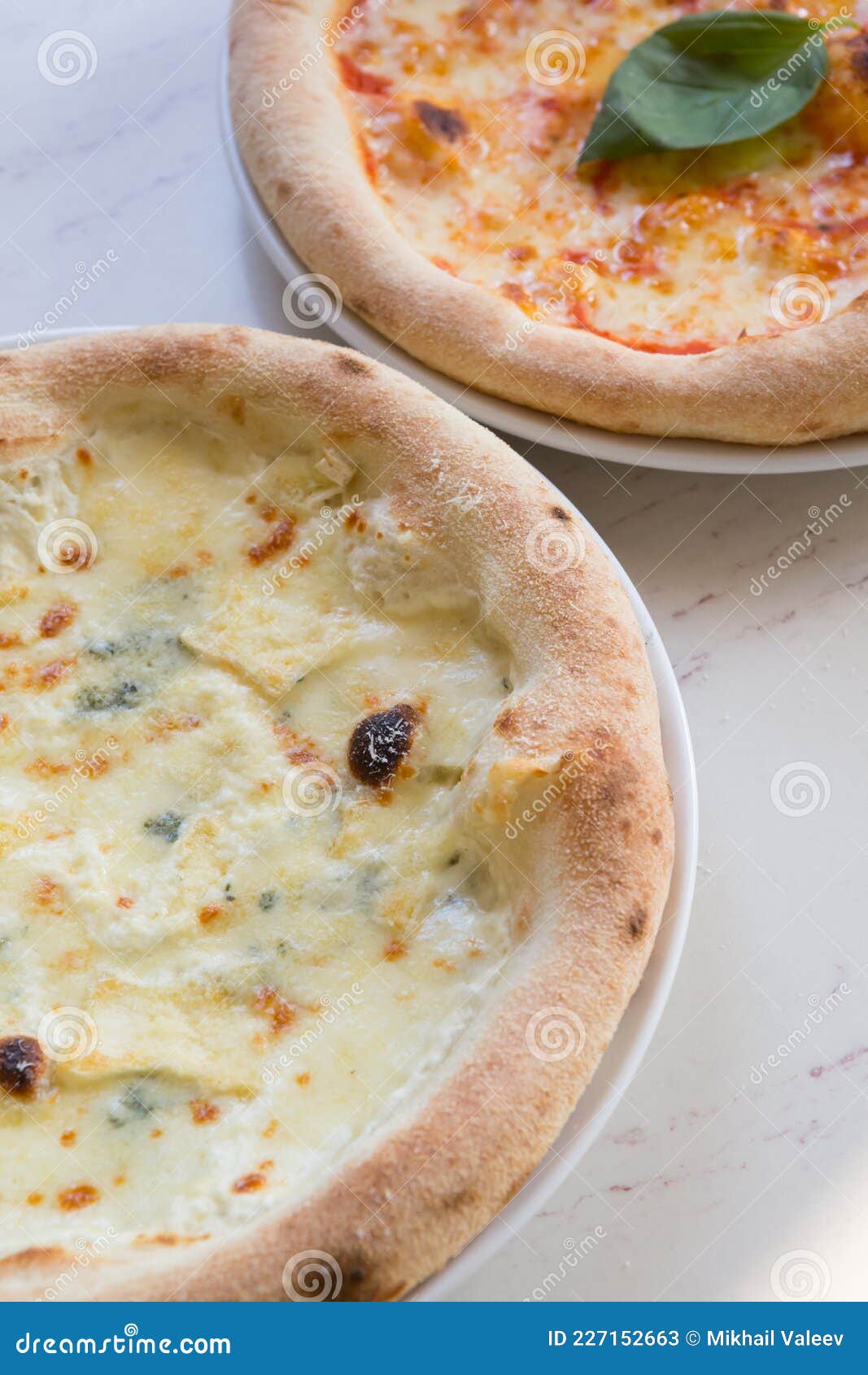 Two Baked Pizzas Ready for Lunch on a Table Stock Image - Image of ...