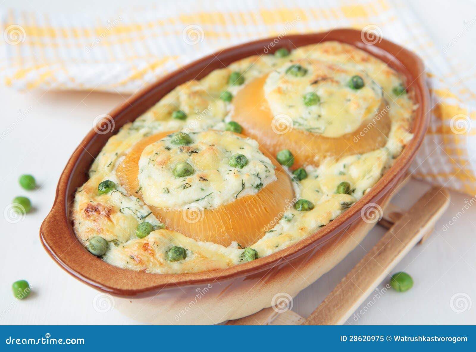 Two Baked Turnip Stuffed with Semolina and Green Peas Stock Image ...