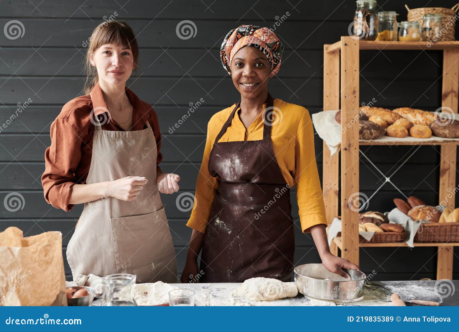 Two Bakers Standing in the Bakery Stock Image - Image of happiness ...