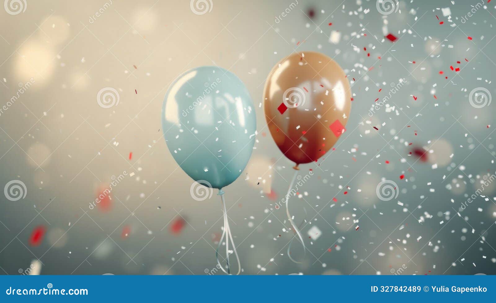 Two Balloons Floating with Confetti Stock Image - Image of decoration ...