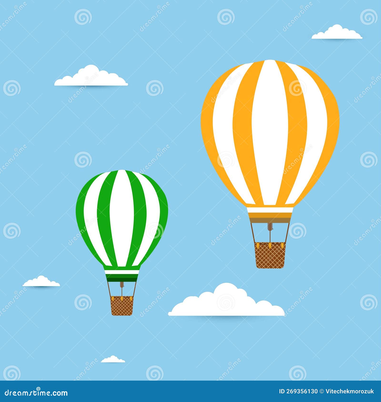 Two Balloons Flying in Blue Sky Illustration Stock Vector ...