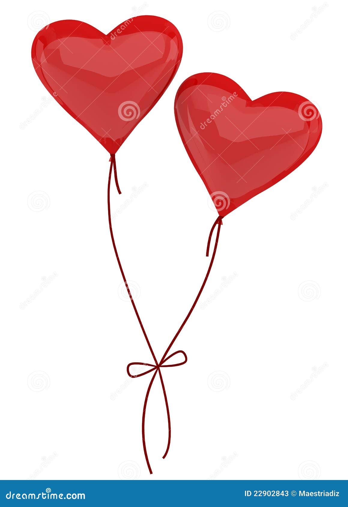 Two Balloons in the Form of Heart Stock Illustration - Illustration of ...