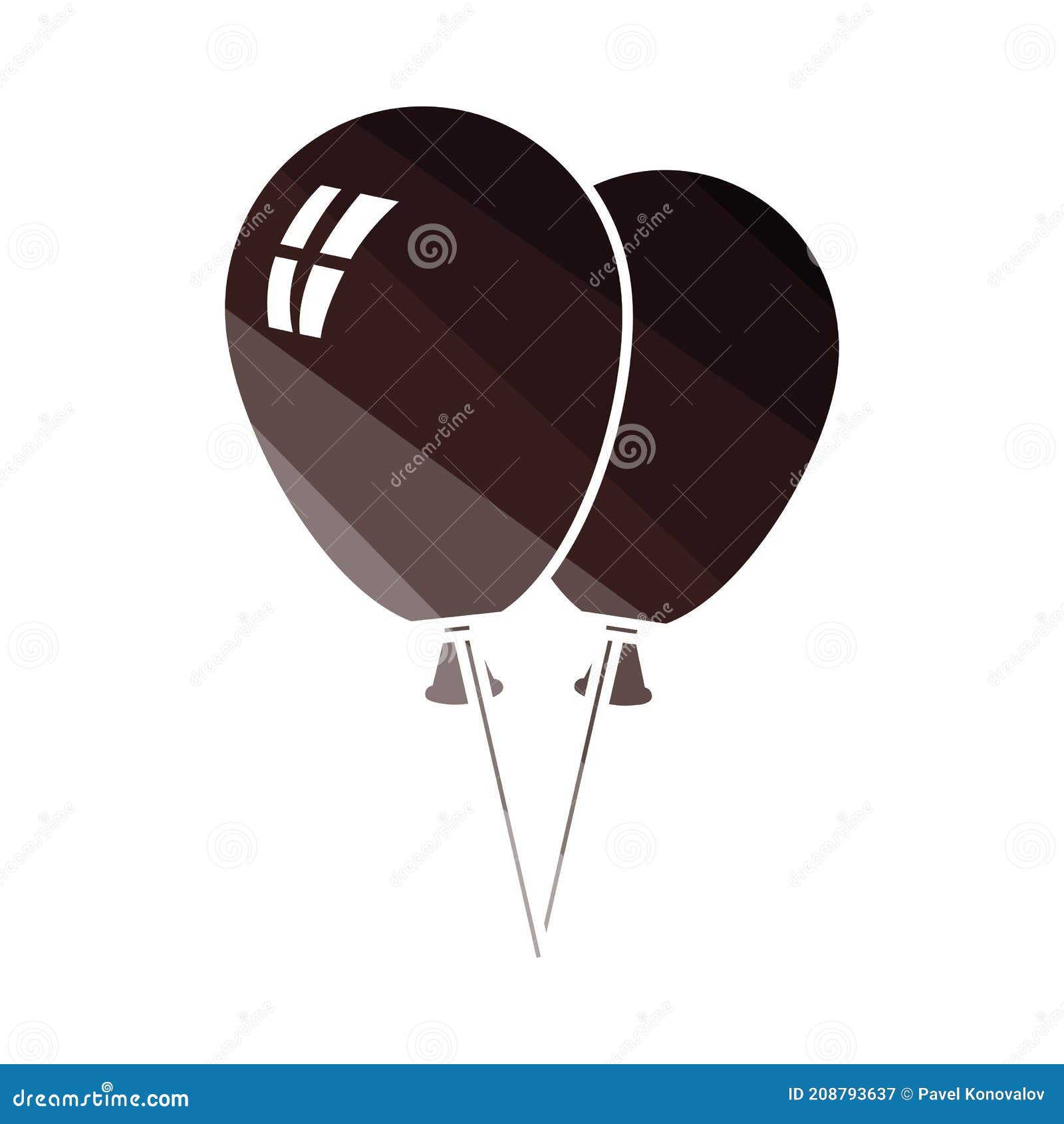 Two Balloons Icon stock vector. Illustration of black - 208793637