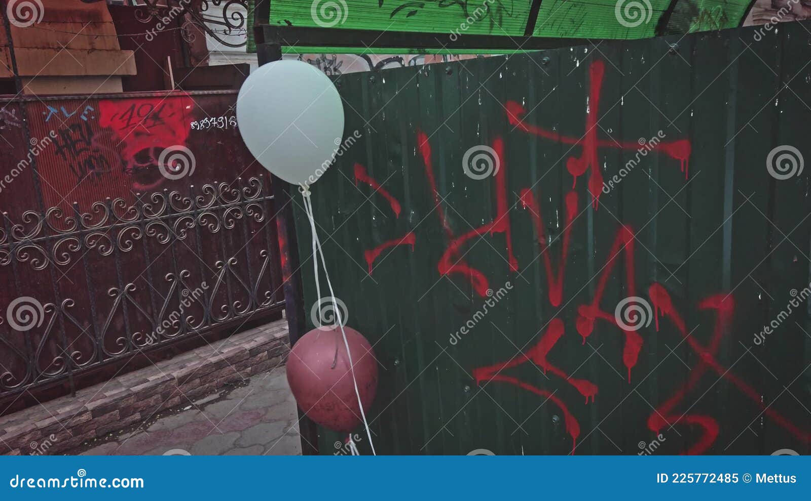 Two Balloons in Trash Dumpster. Party is Over Stock Video - Video of ...