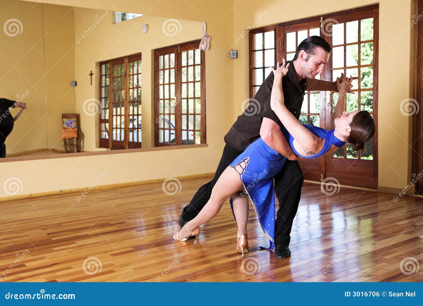 Two Ballroom Dancers Practicing in Their Studio Stock Photo - Image of ...