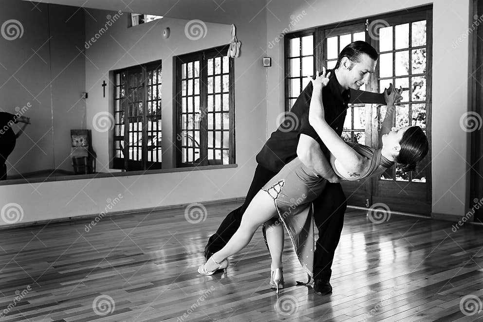 Two Ballroom Dancers Practicing in Their Studio Stock Image - Image of ...
