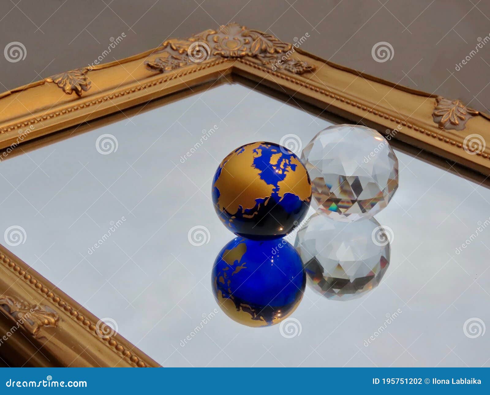 Two balls on mirror stock photo. Image of rich, magic - 195751202