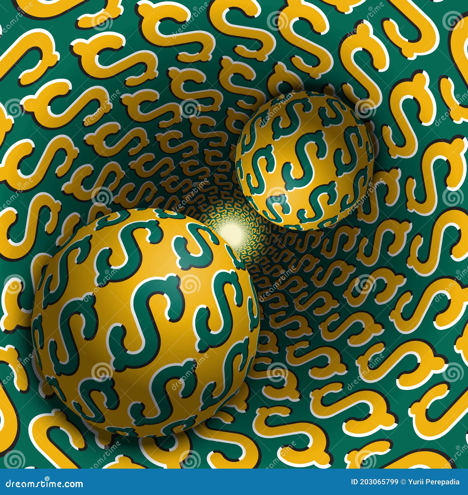 Two Balls are Moving in Hole. 3d Objects of Dollar Sign Pattern Stock ...